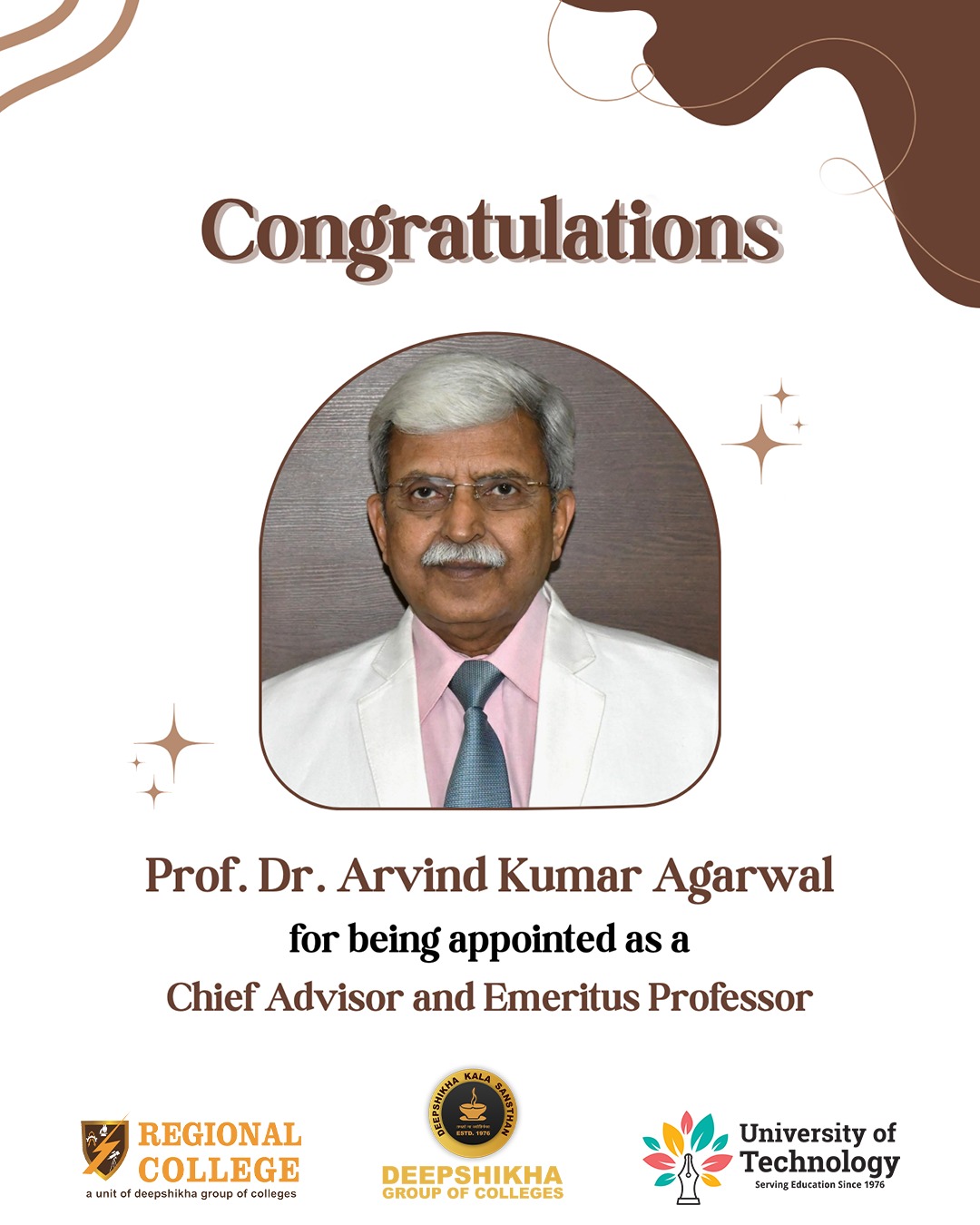 Congratulations to Prof. Dr. Arvind Kumar Agarwal for Appointment as ...